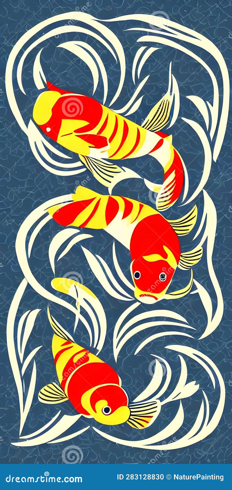 Celestial Cascades: Heavenly Digital Fish Paintings Stock Illustration ...