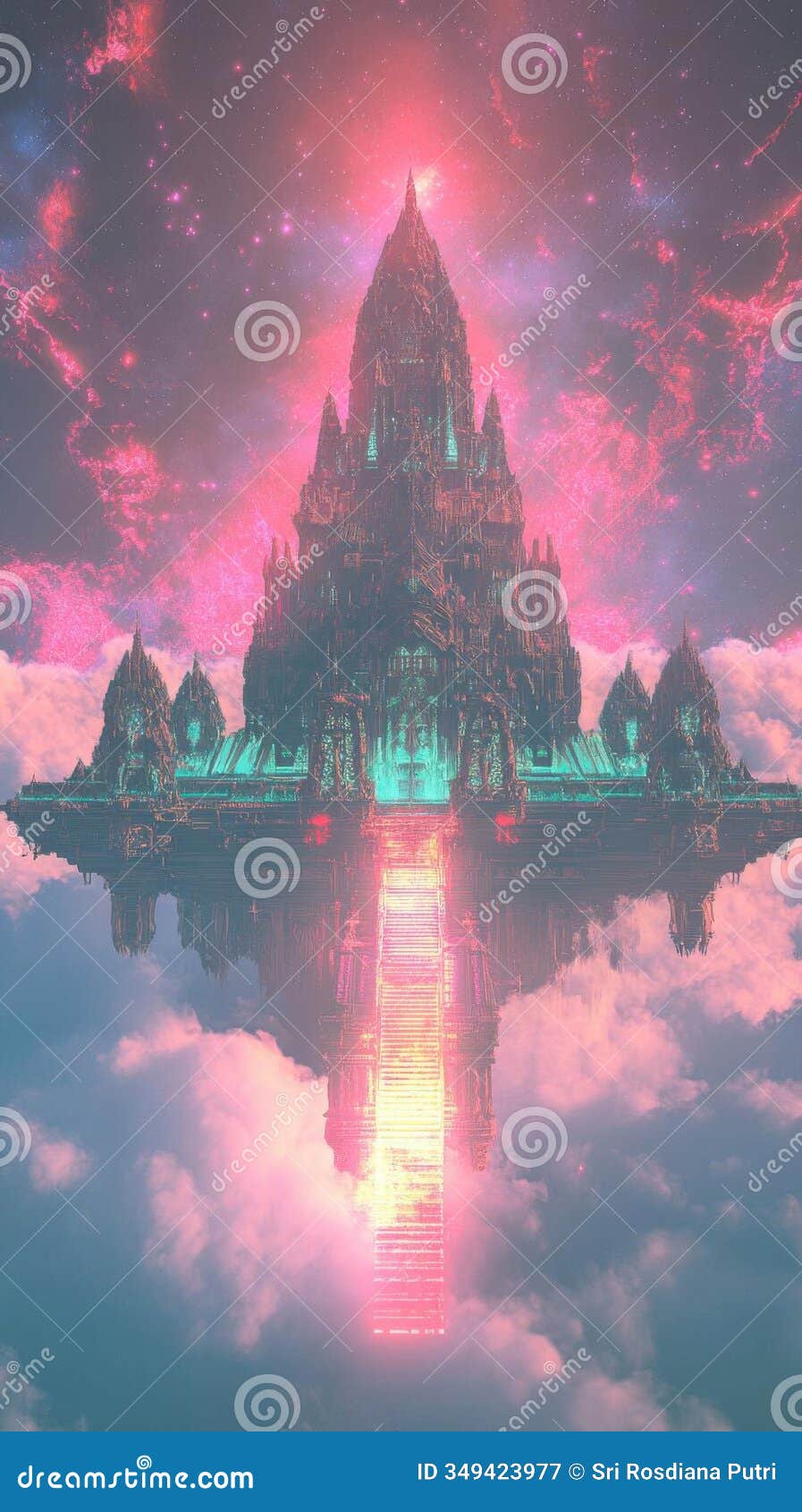 A Celestial Castle Floats among Clouds Stock Illustration ...