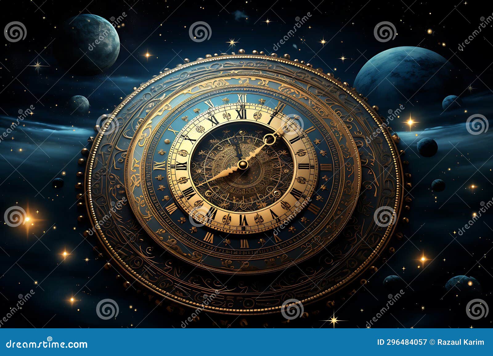 A Celestial Clock in the Night Sky Stock Image - Image of galaxy, star ...