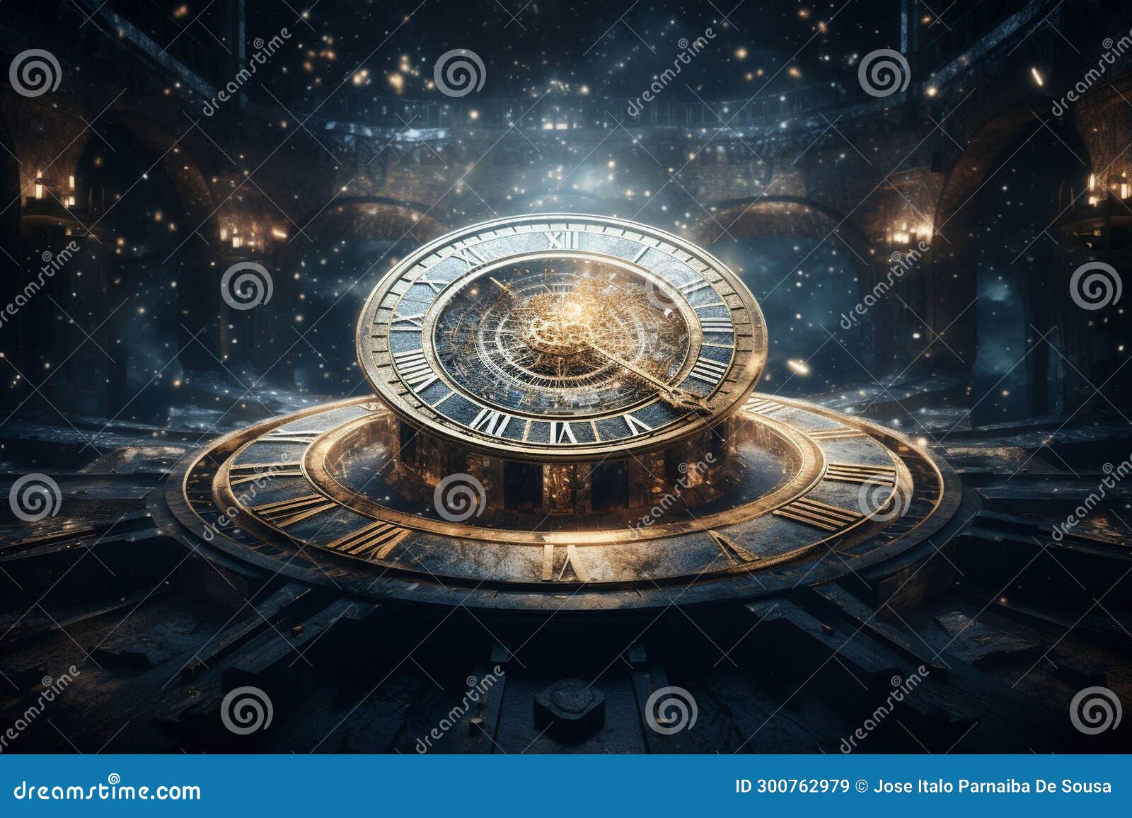 Celestial Clock Ticking in a Mesmerizing Display Stock Illustration ...