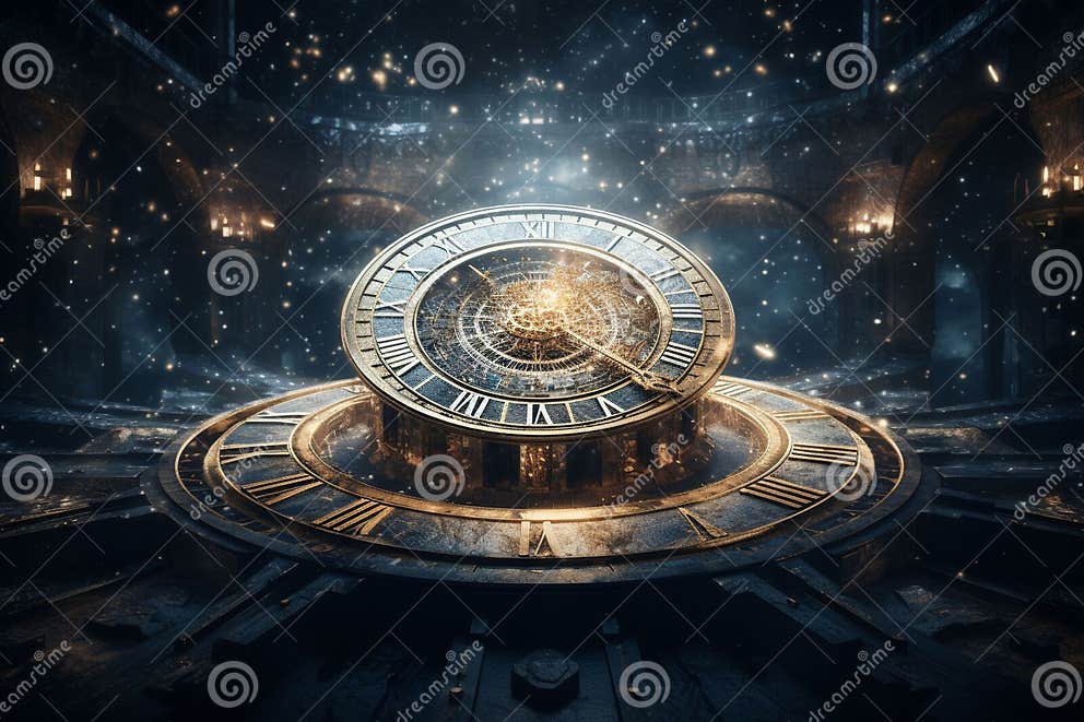 Celestial Clock Ticking in a Mesmerizing Display Stock Illustration ...