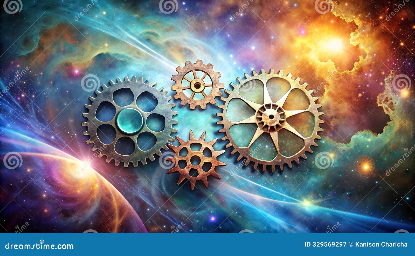 Celestial Cogs: a Symphony of Glowing Gears in the Cosmic Canvas AI ...