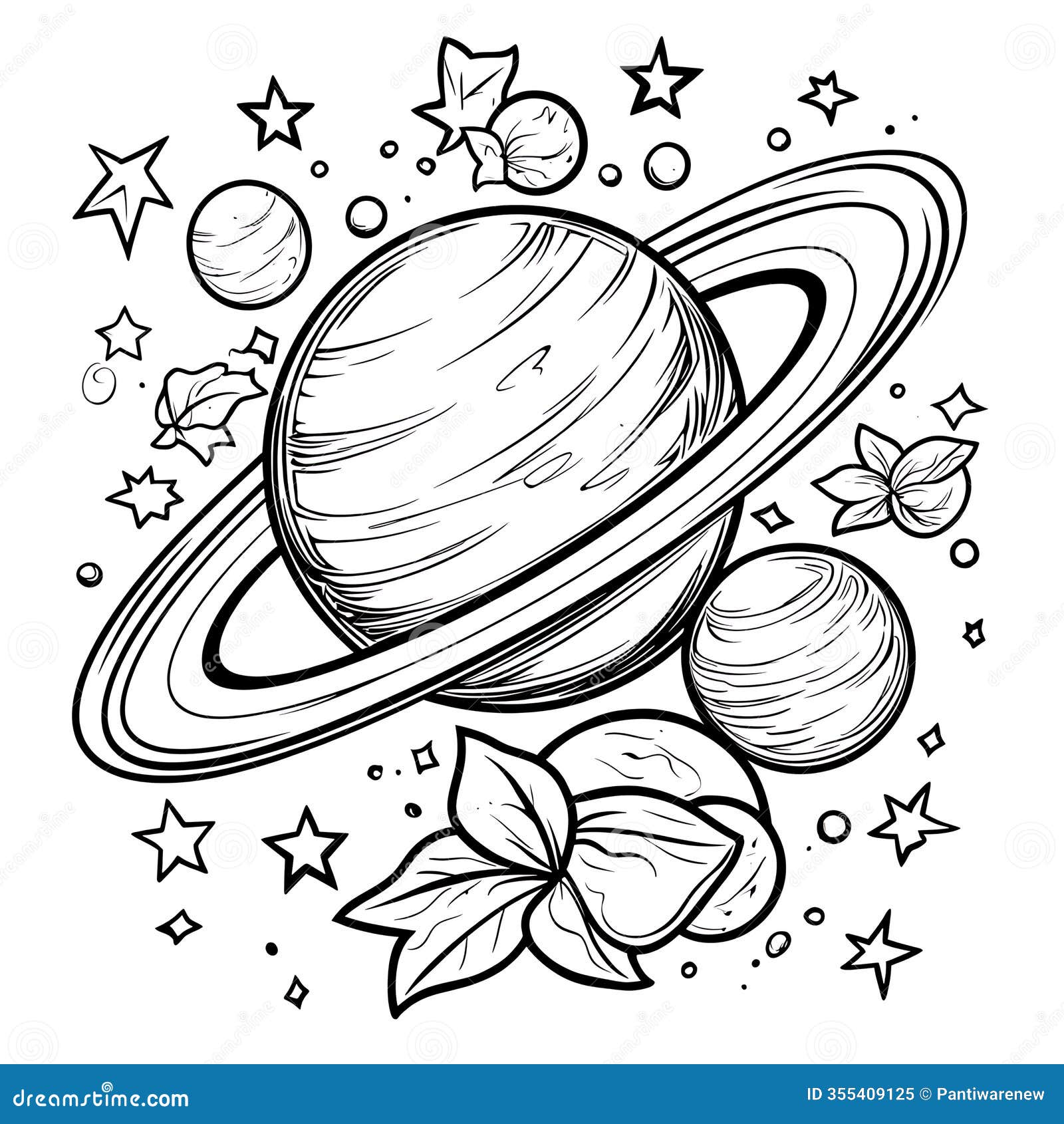 Celestial Coloring Page of Starry Night Sky Stock Illustration ...