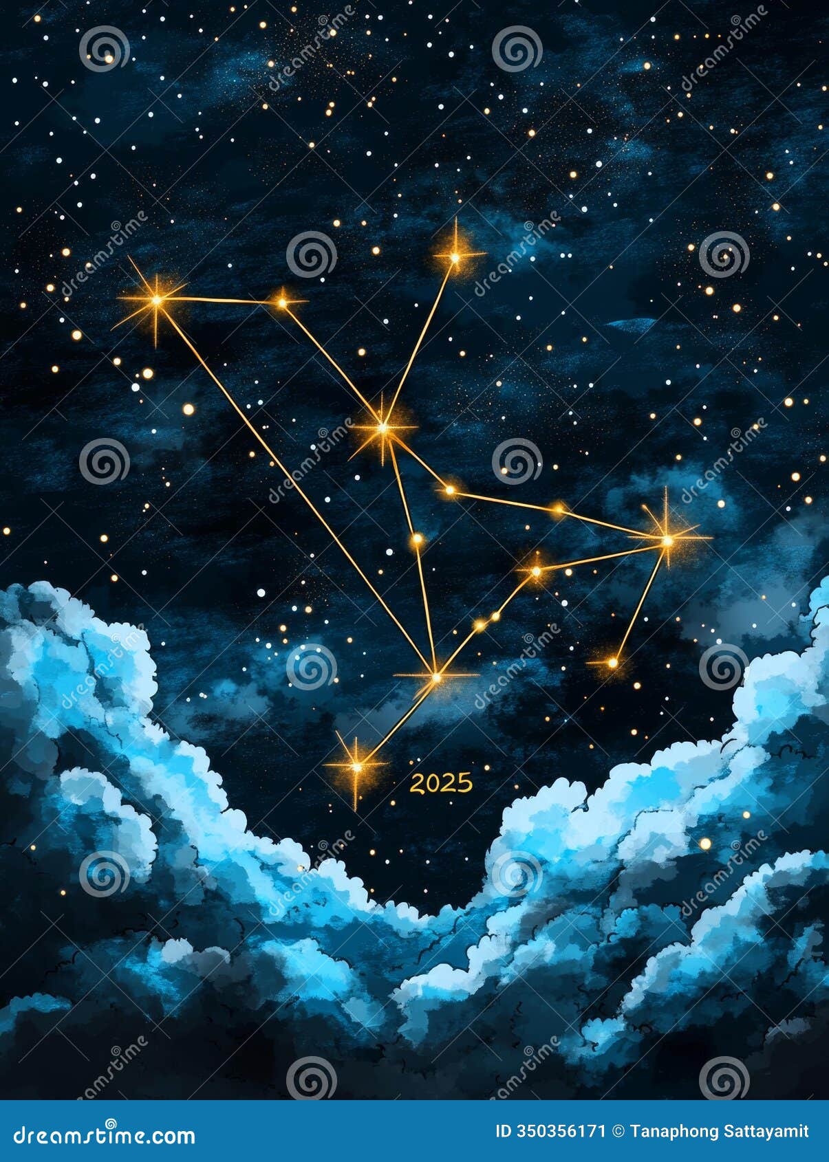 Celestial Constellation 2025 Night Sky Stars Constellation Clouds ...