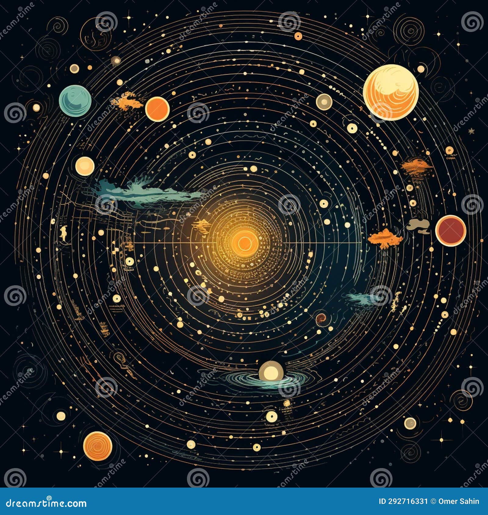 Interconnected Planets And Stars In Cosmic Fusion Stock Image ...