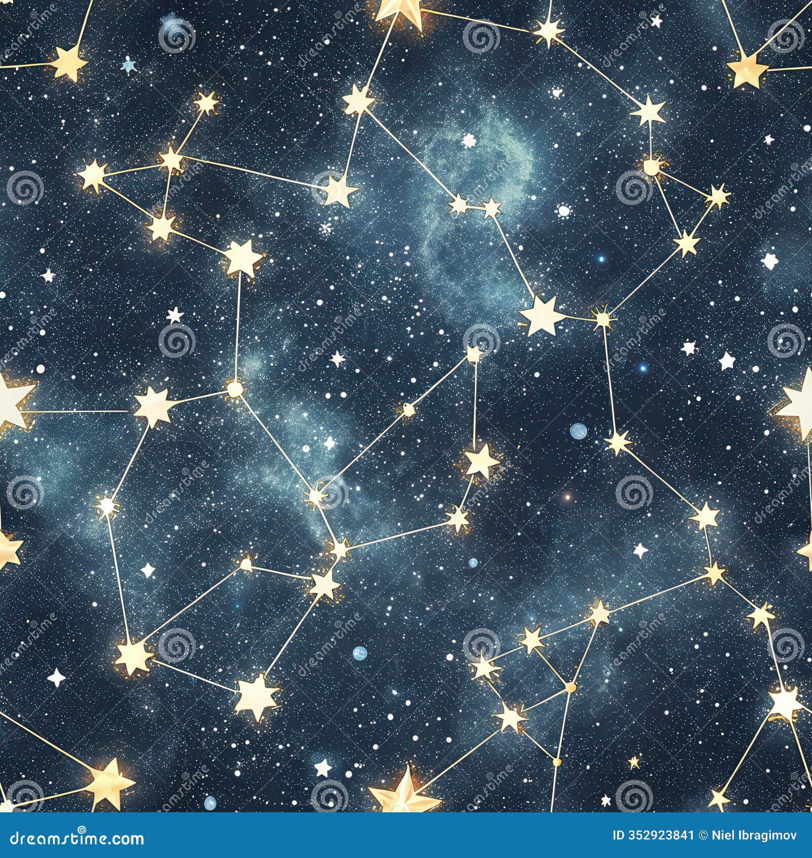 Celestial Constellations in a Starry Night Sky with Glowing Stars and ...