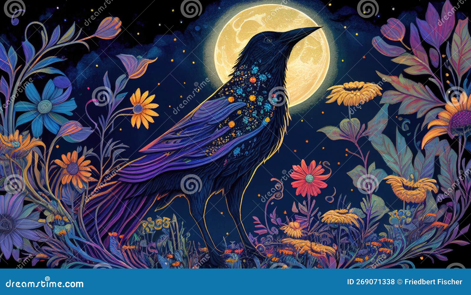 Celestial Crow, Vision, Protector, Spirit, Tribal Style, Psychedelic ...