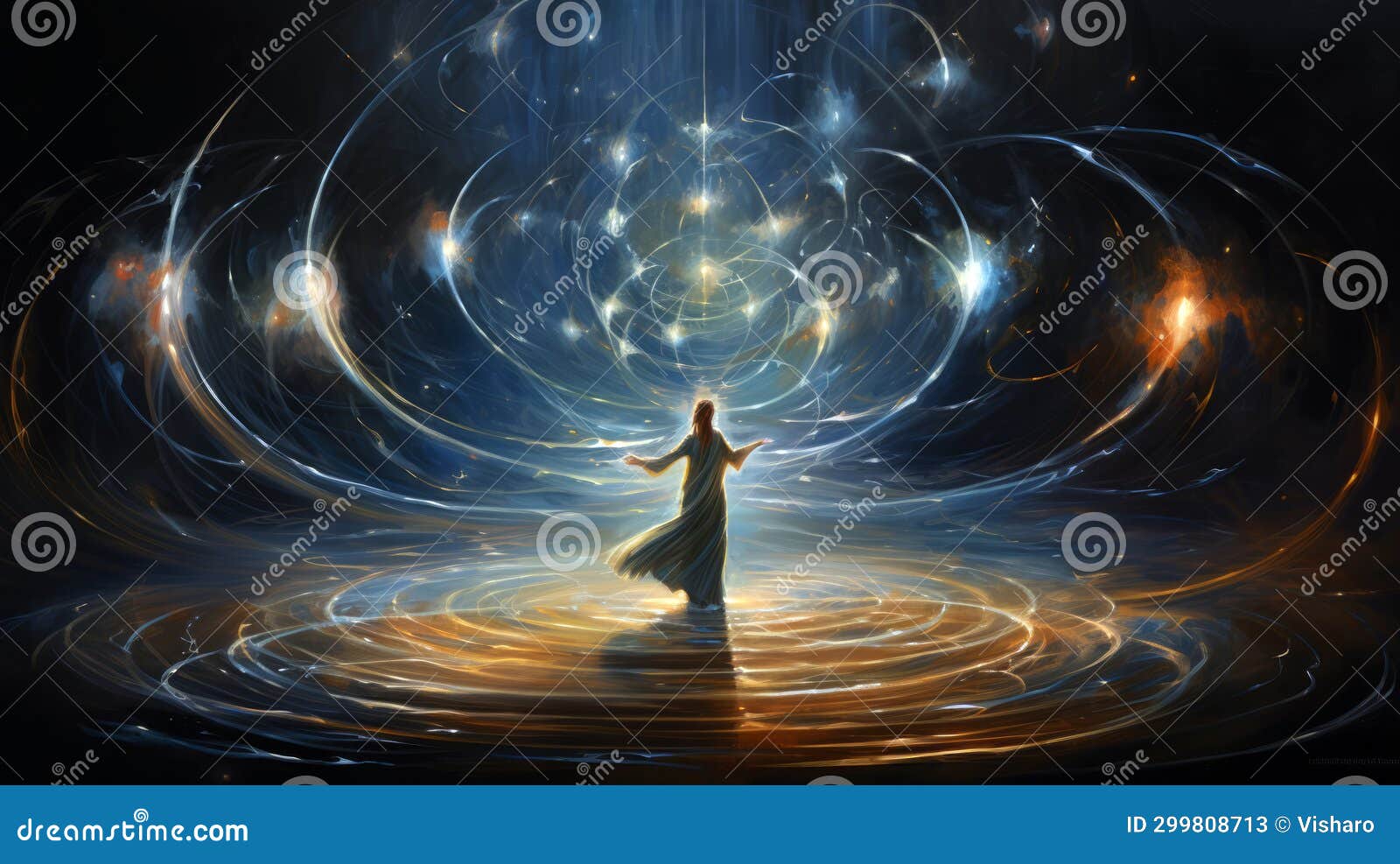 Celestial Dancer Orchestrating the Stars Stock Illustration ...