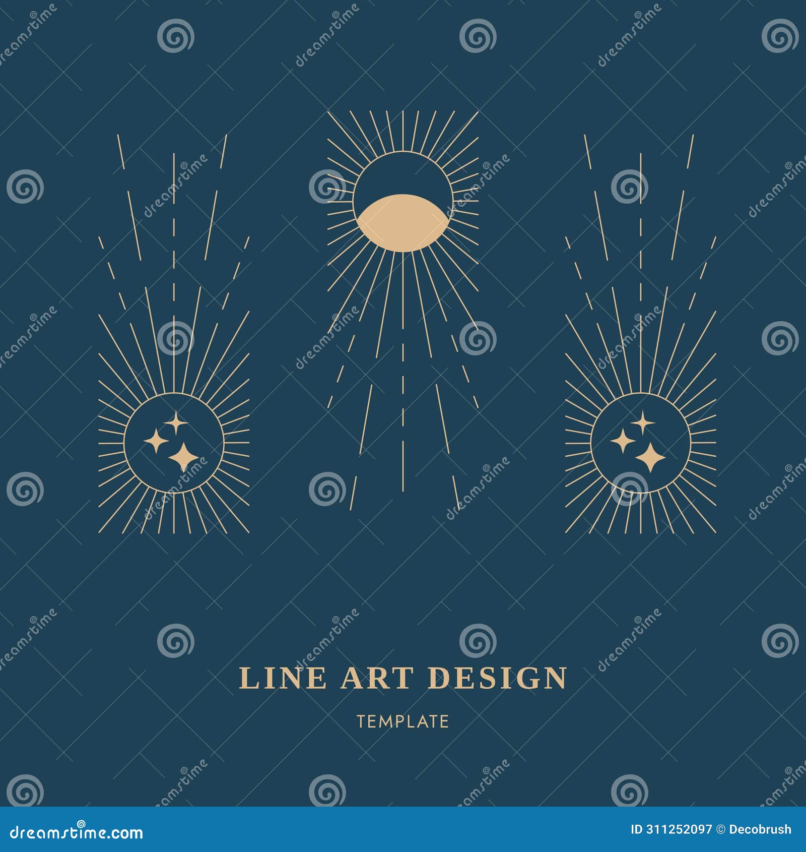 Celestial Design Card, Magic Mystical Card, Poster Modern Line Art ...