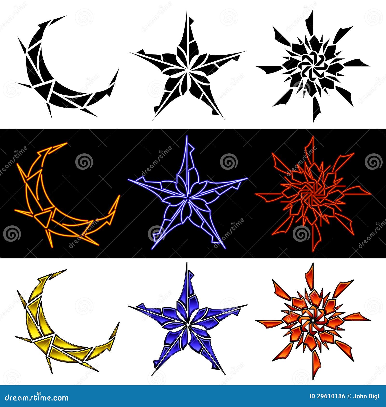 Celestial Designs in Three Styles Stock Vector - Illustration of icon ...