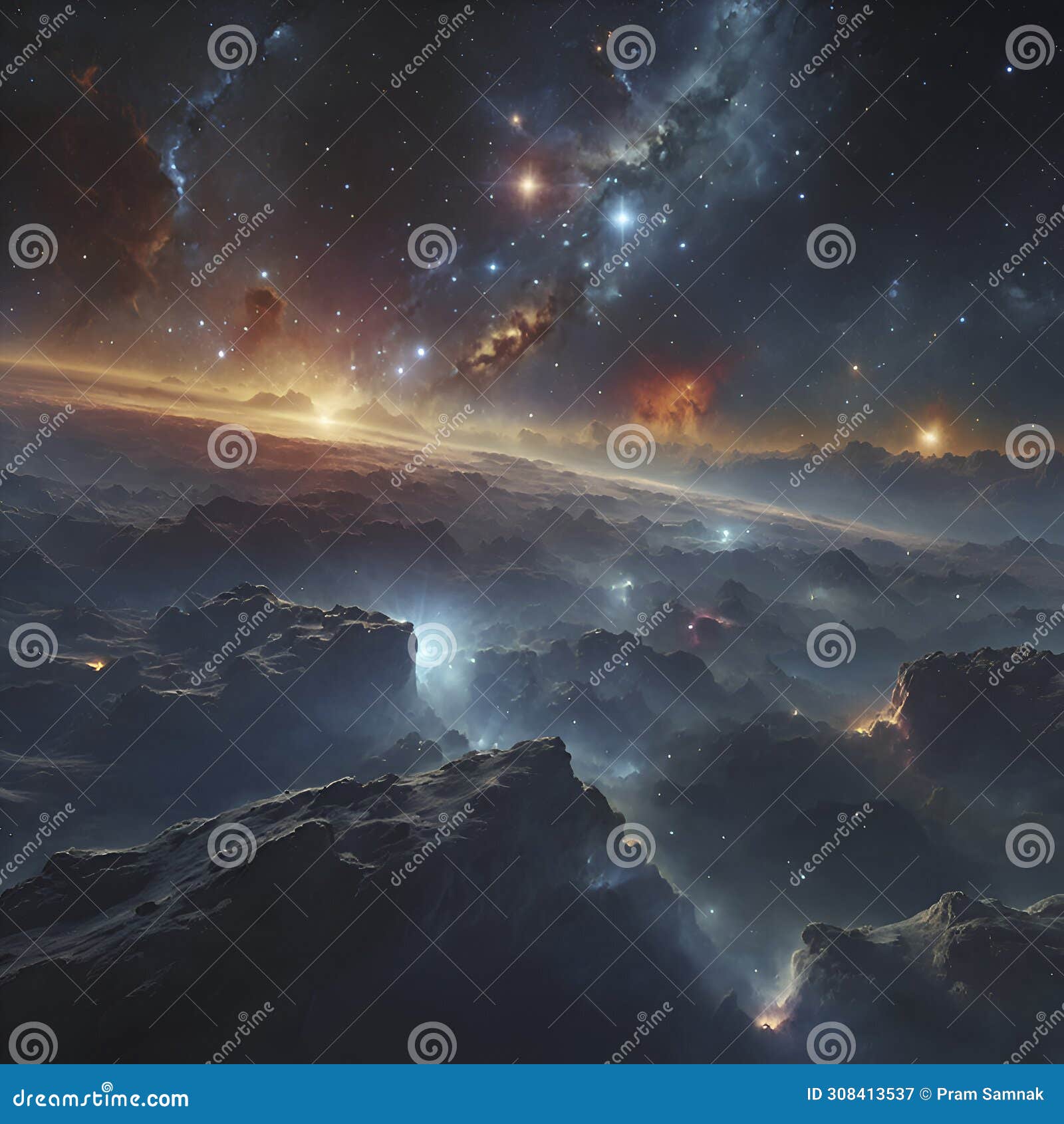 Celestial Dreamscape with Stars, Galaxies, and Nebulae. AI-Generated ...