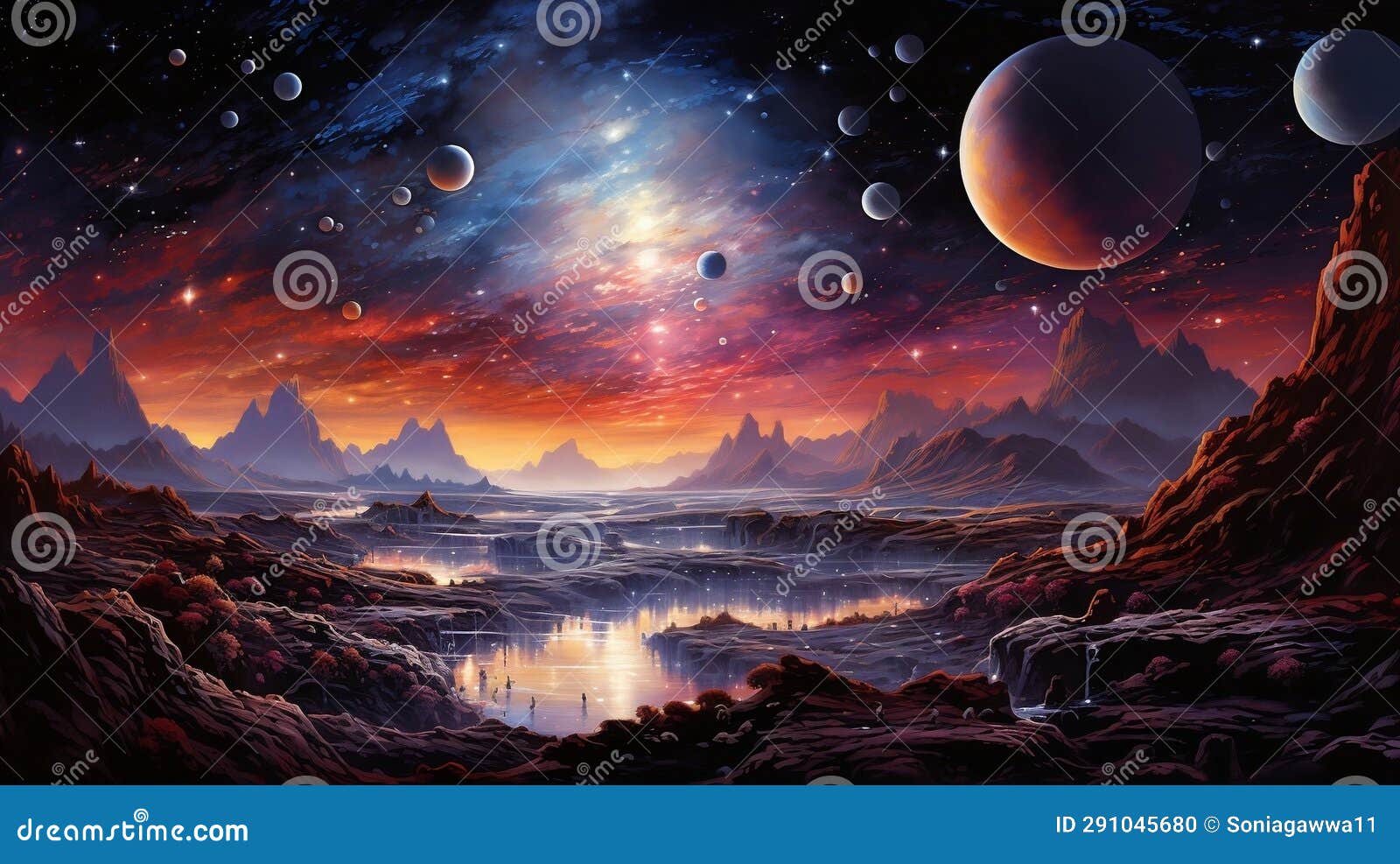 A Celestial Dreamscape with Technicolor Galaxies, Stars, and Planets ...