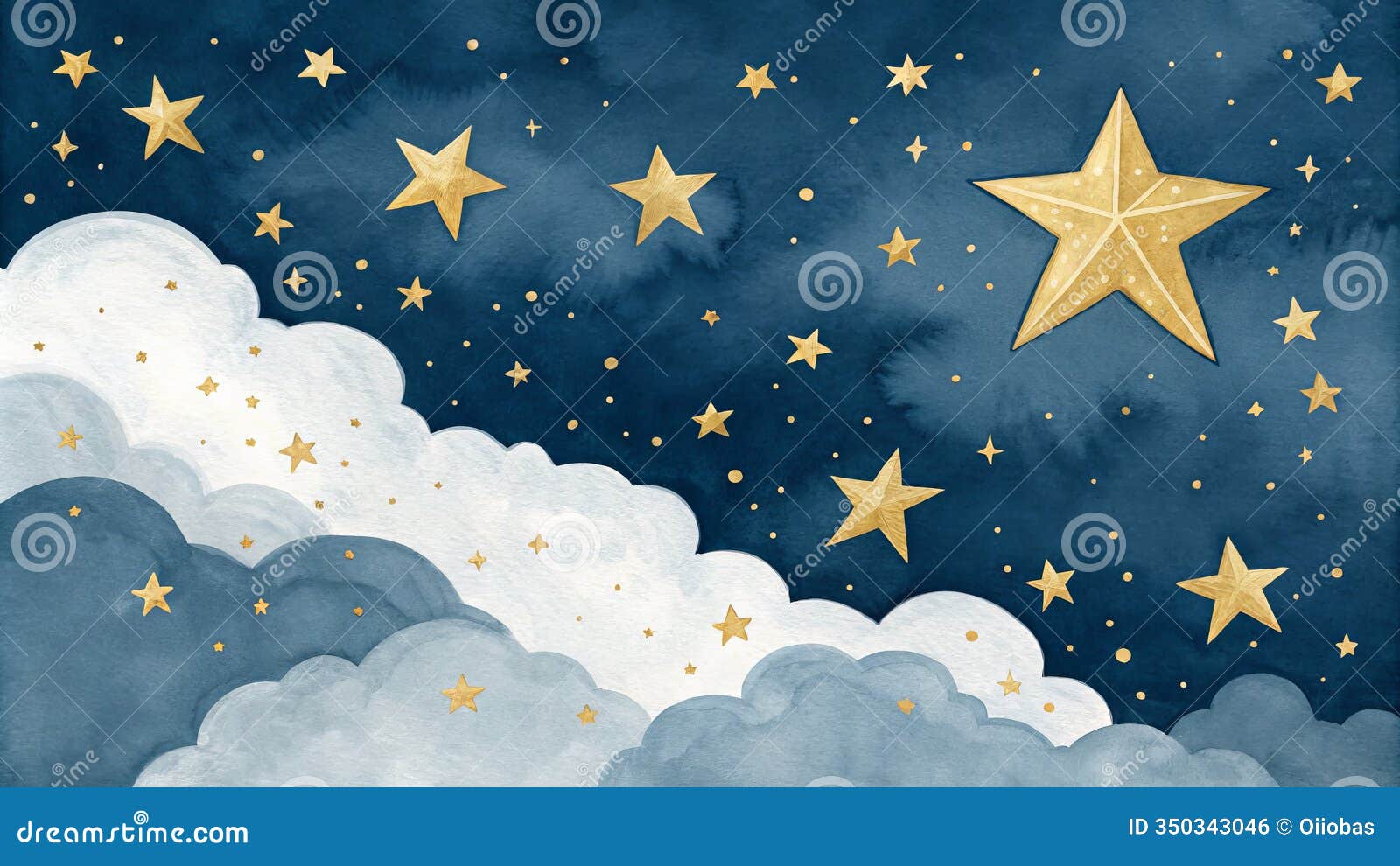 Celestial Dreamscape A Night Sky Adorned With Stars, A Full Moon, And ...