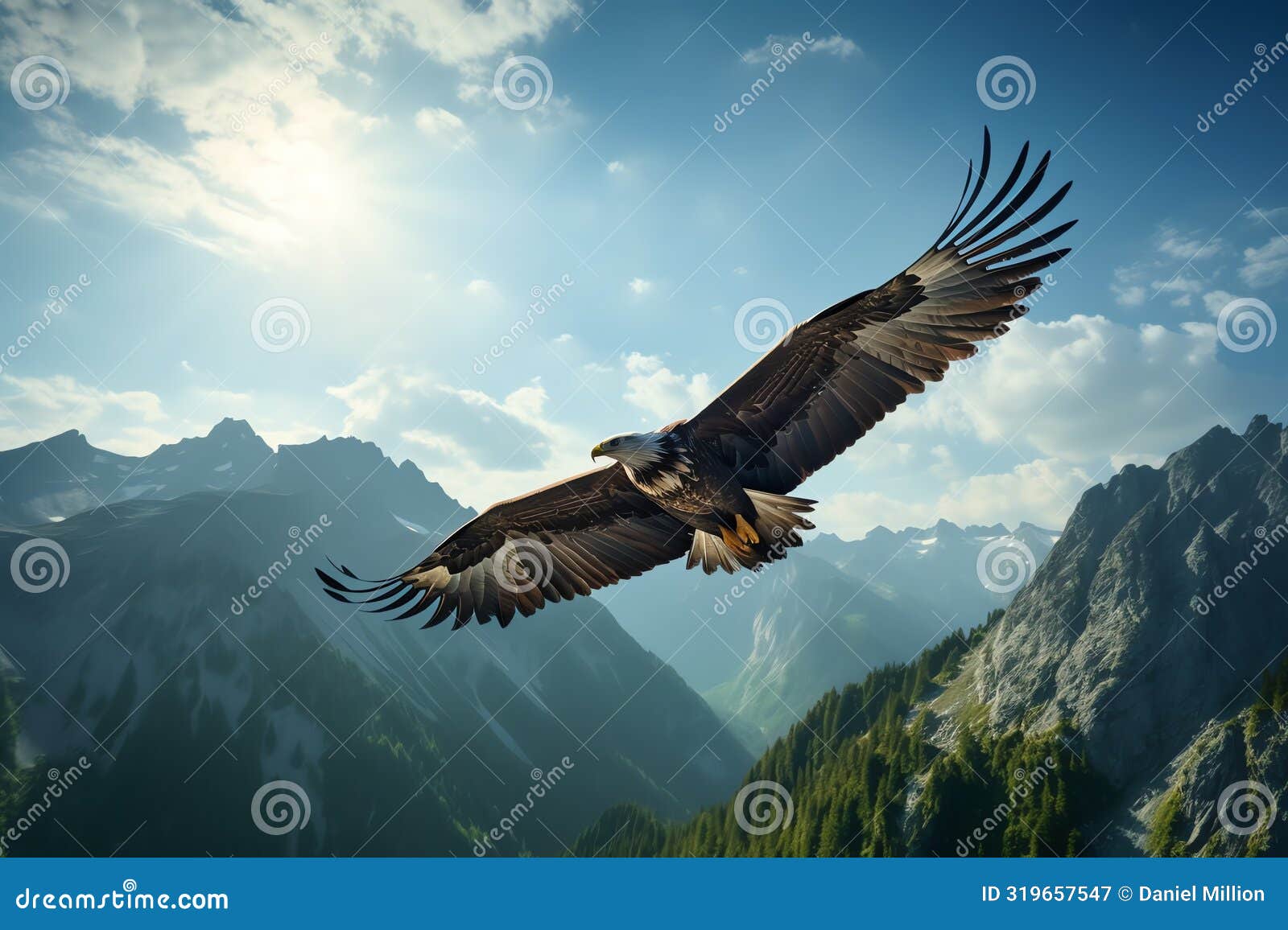 Celestial Eagle Soaring Above Mountain Peaks Beautiful Nature Wonder ...