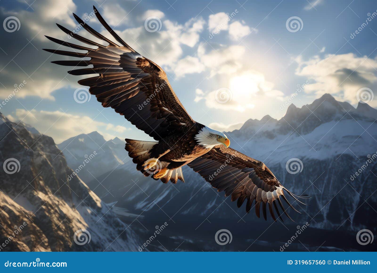 Celestial Eagle Soaring Above Mountain Peaks Beautiful Nature Wonder ...