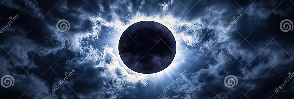 Celestial Eclipse in Cloudy Sky Dramatic Image of a Total Solar Eclipse the Sun Obscured by the ...