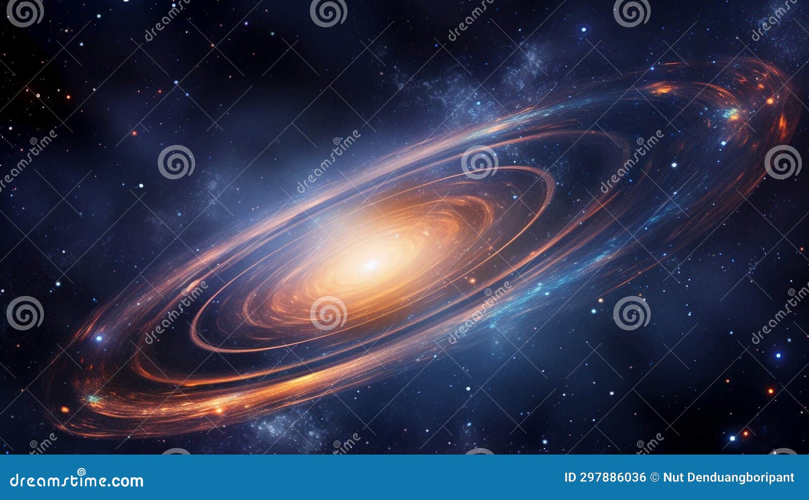 Celestial Elegance Saturns Rings Copper and Nebula Navy Pattern Stock ...