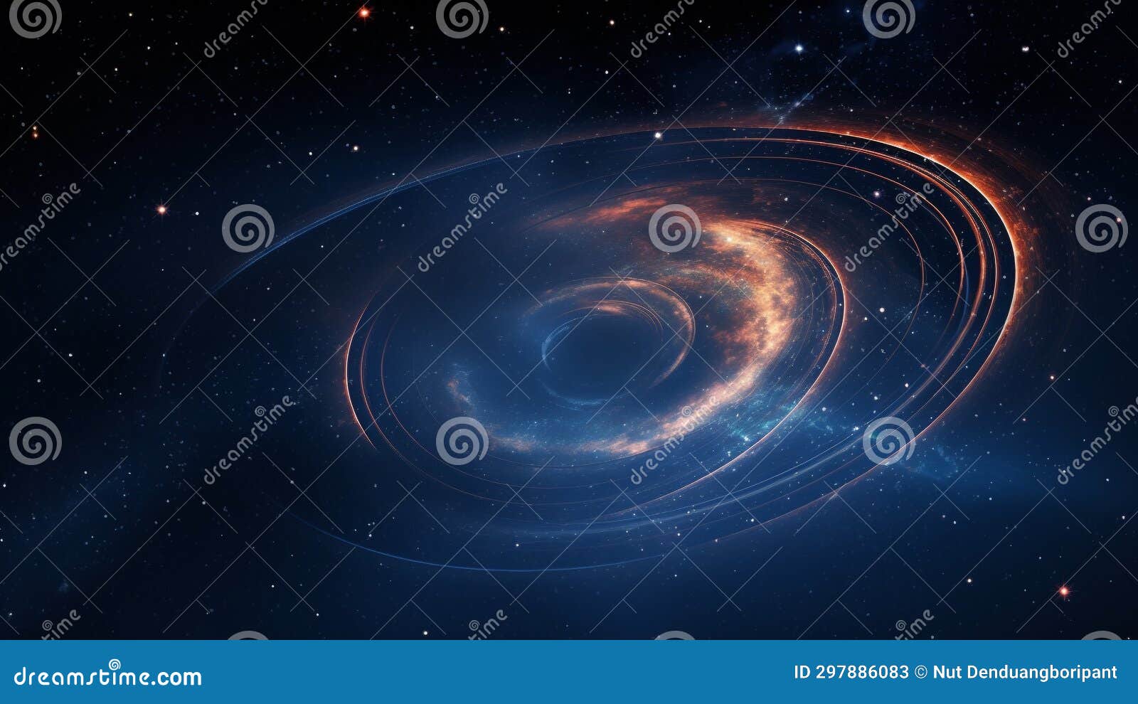 Celestial Elegance Saturns Rings Copper and Nebula Navy Pattern Stock ...