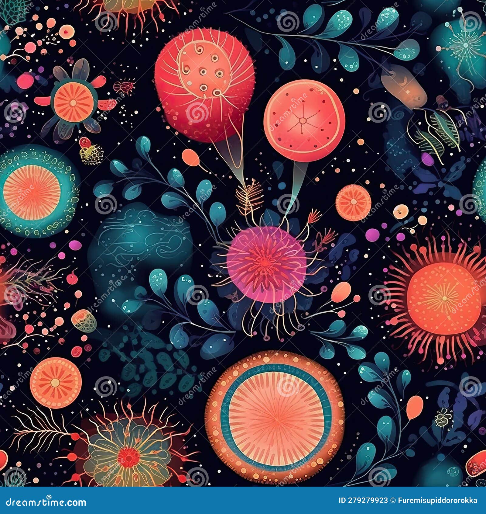 Celestial Elements with Earthly Botanical Elements Like Flowers, Plants ...