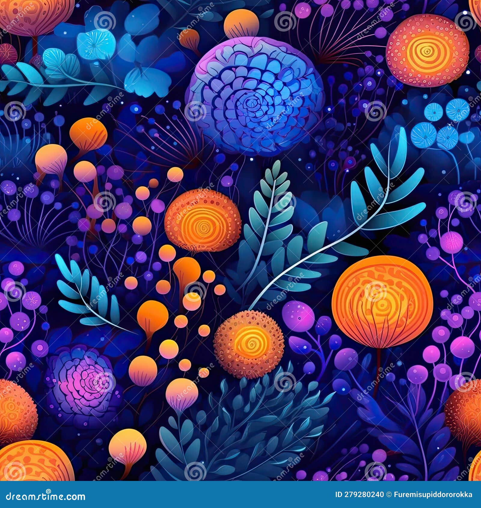 Celestial Elements with Earthly Botanical Elements Like Flowers, Plants ...