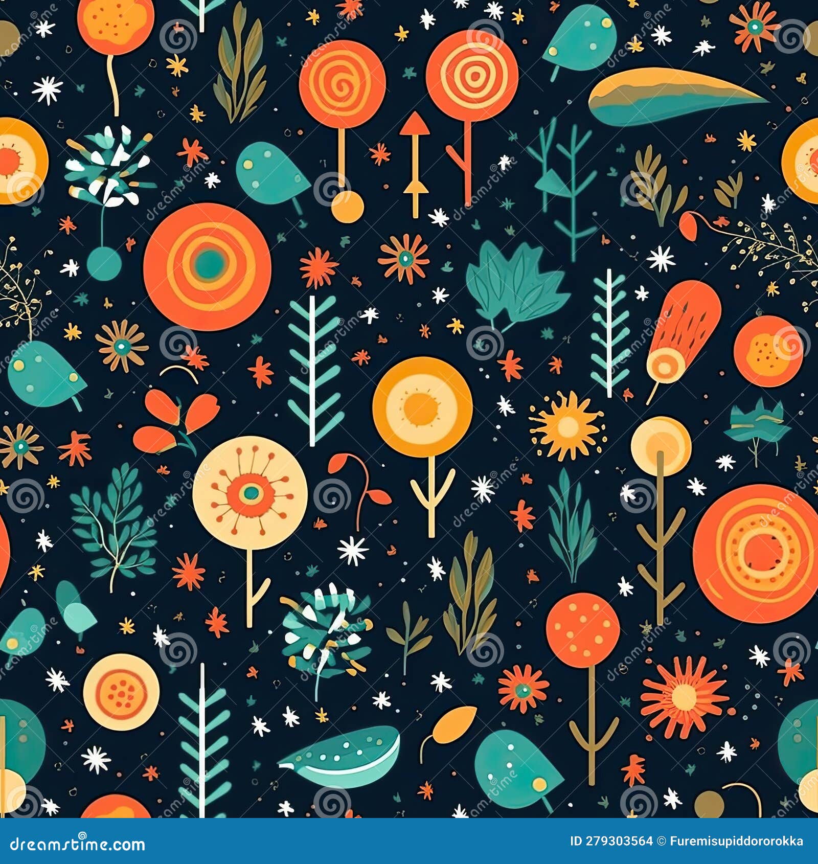 Celestial Elements with Earthly Botanical Elements Like Flowers, Plants ...