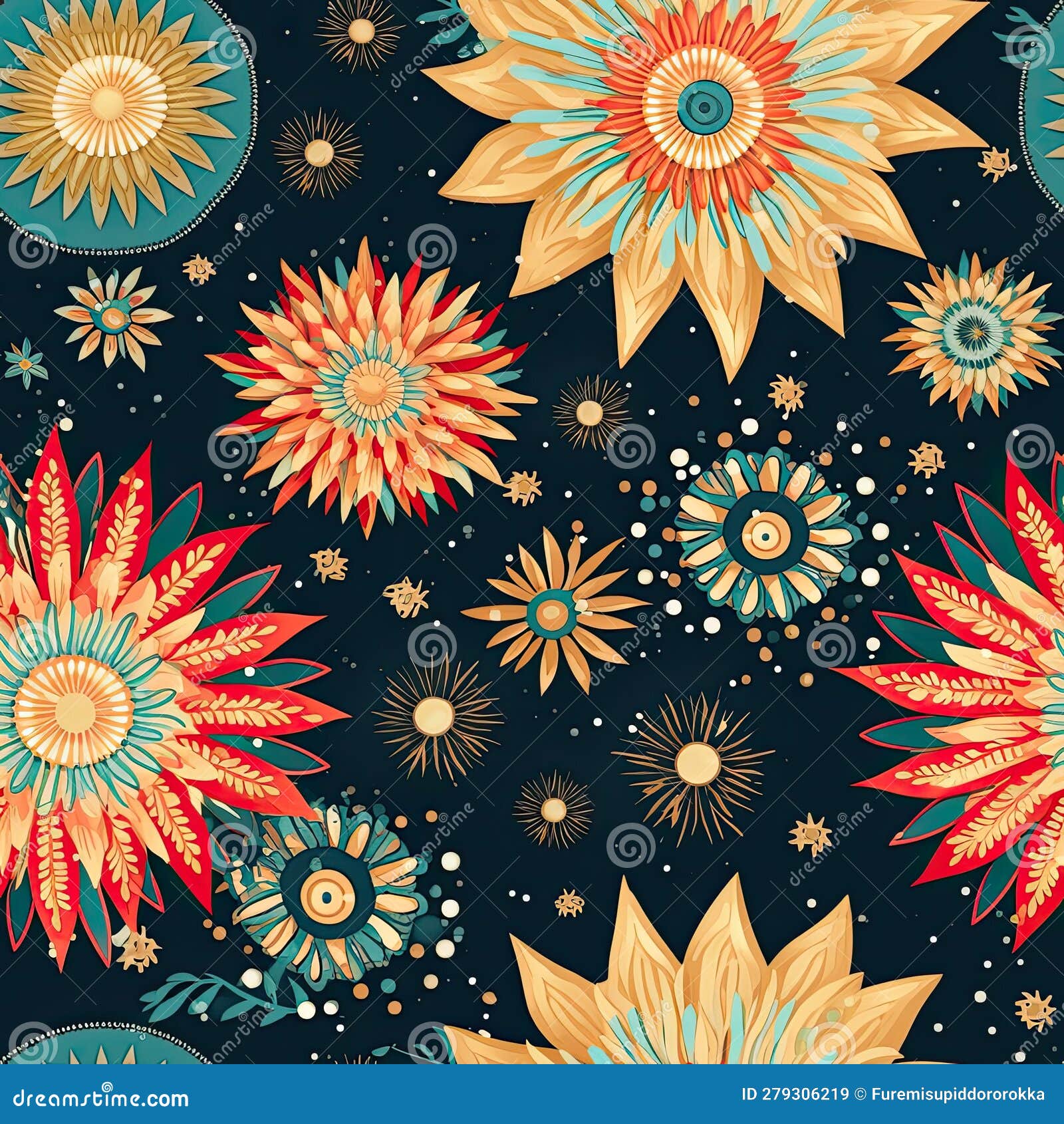 Celestial Elements with Earthly Botanical Elements Like Flowers, Plants ...