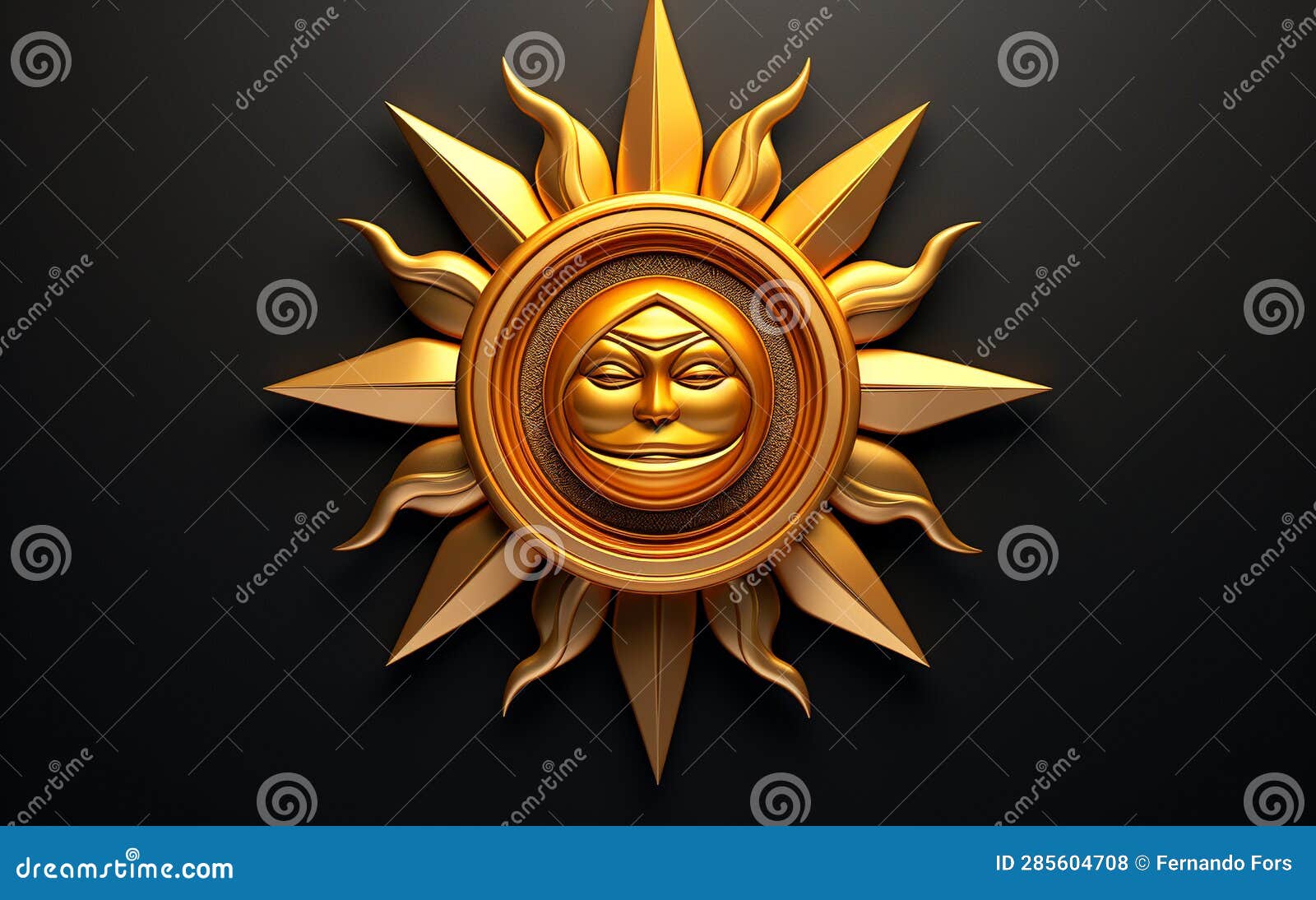 Celestial Emblem Unveiled: AI-Rendered 3D Sun Logo Stock Illustration ...