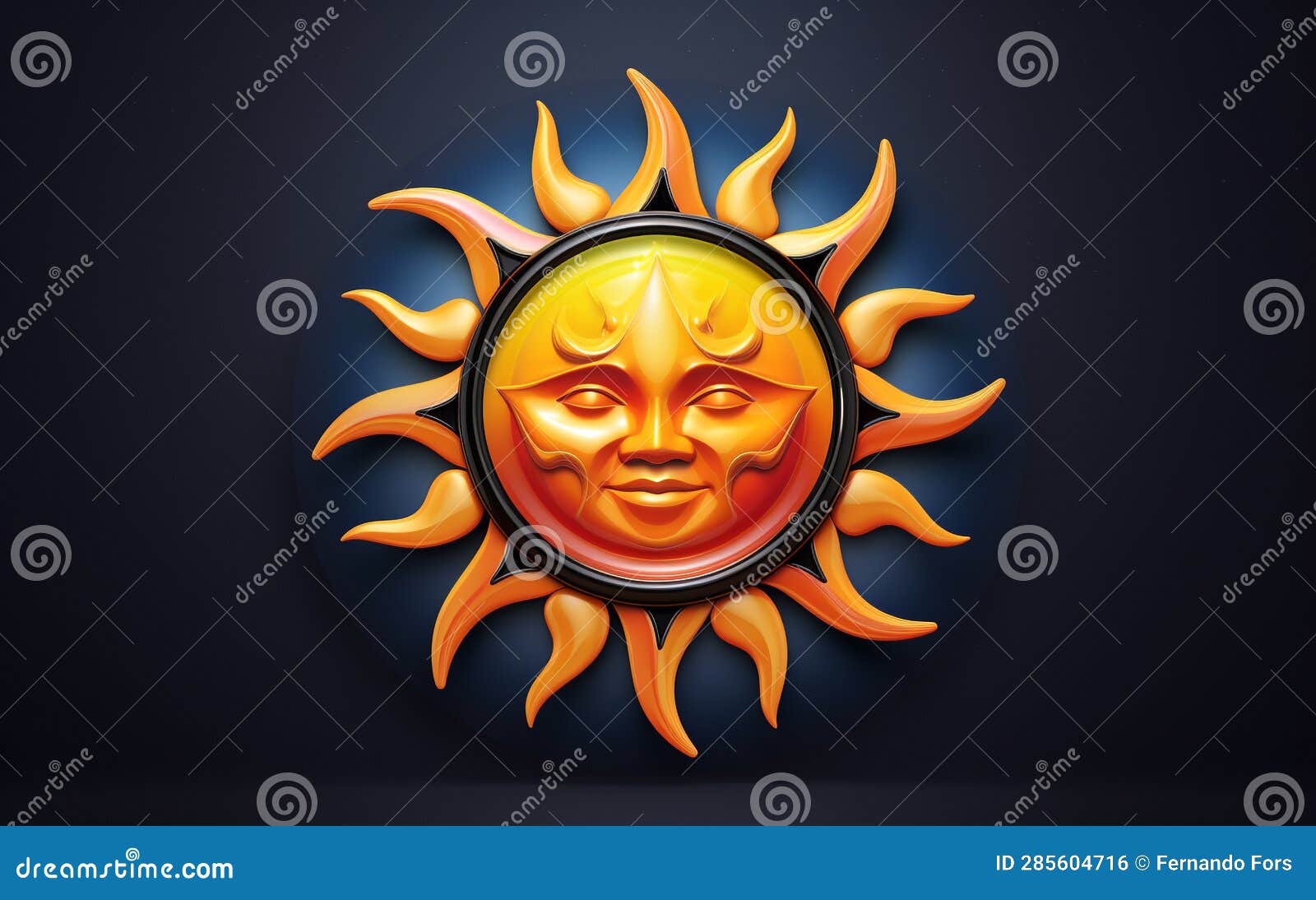 Celestial Emblem Unveiled: AI-Rendered 3D Sun Logo Stock Illustration ...