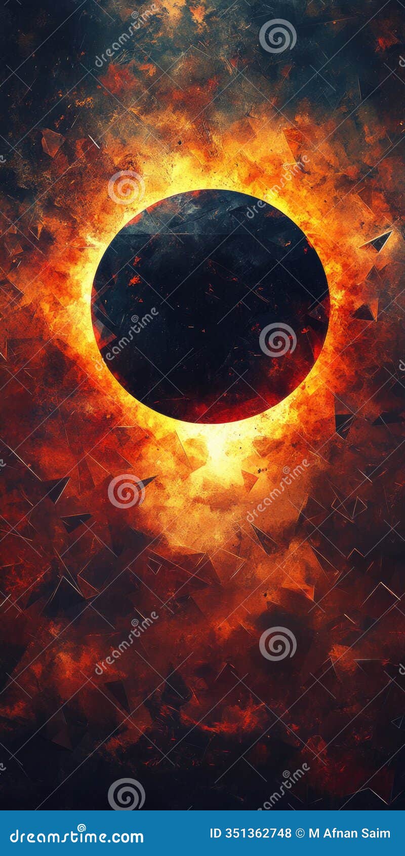 Celestial Event Featuring a Solar Eclipse Surrounded by Fiery Clouds ...