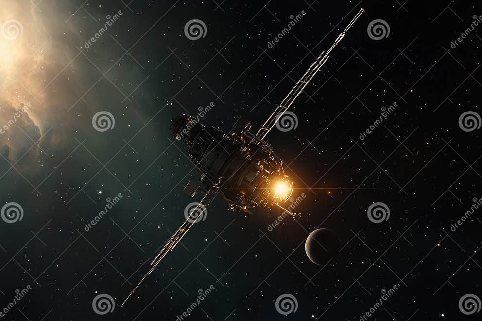 Celestial Exploration Spacecraft in Orbit Stock Illustration ...