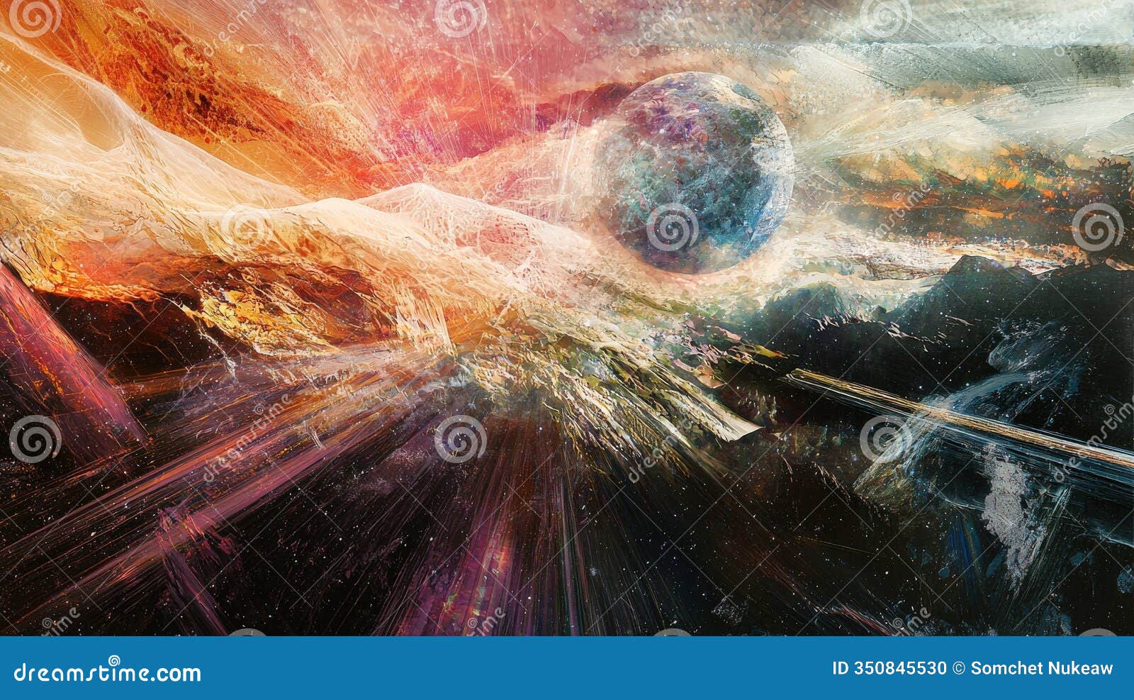Celestial Explosion Cosmic Landscape Outer Space Digital Art Abstract ...