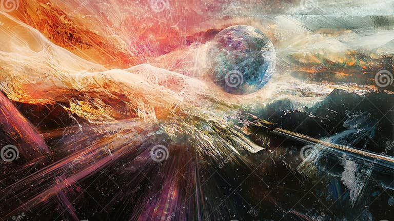 Celestial Explosion Cosmic Landscape Outer Space Digital Art Abstract ...