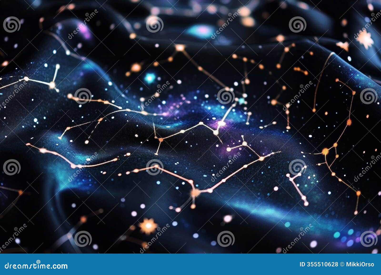 Celestial Fabric Starry Night Sky Pattern on Flowing Cloth Cosmic ...