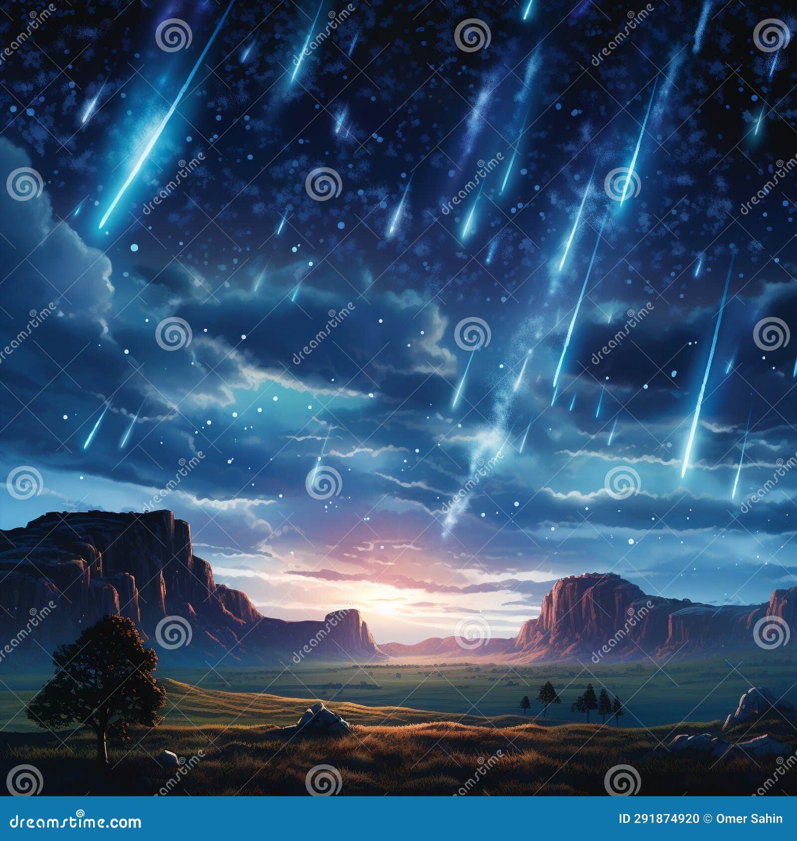 Celestial Fireworks: Capturing the Spectacle of Meteor Showers Stock ...