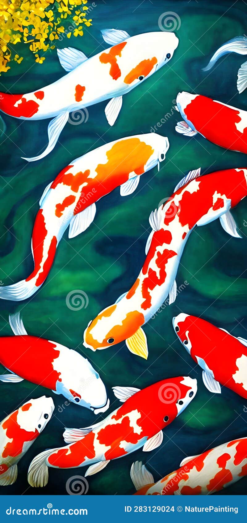 Celestial Flows: Heavenly Digital Koi Fish Artistry Stock Illustration ...