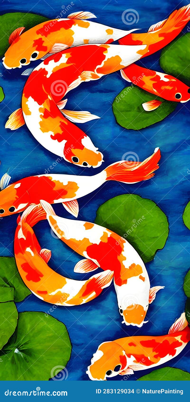 Celestial Flows: Heavenly Digital Koi Fish Artistry Stock Illustration ...