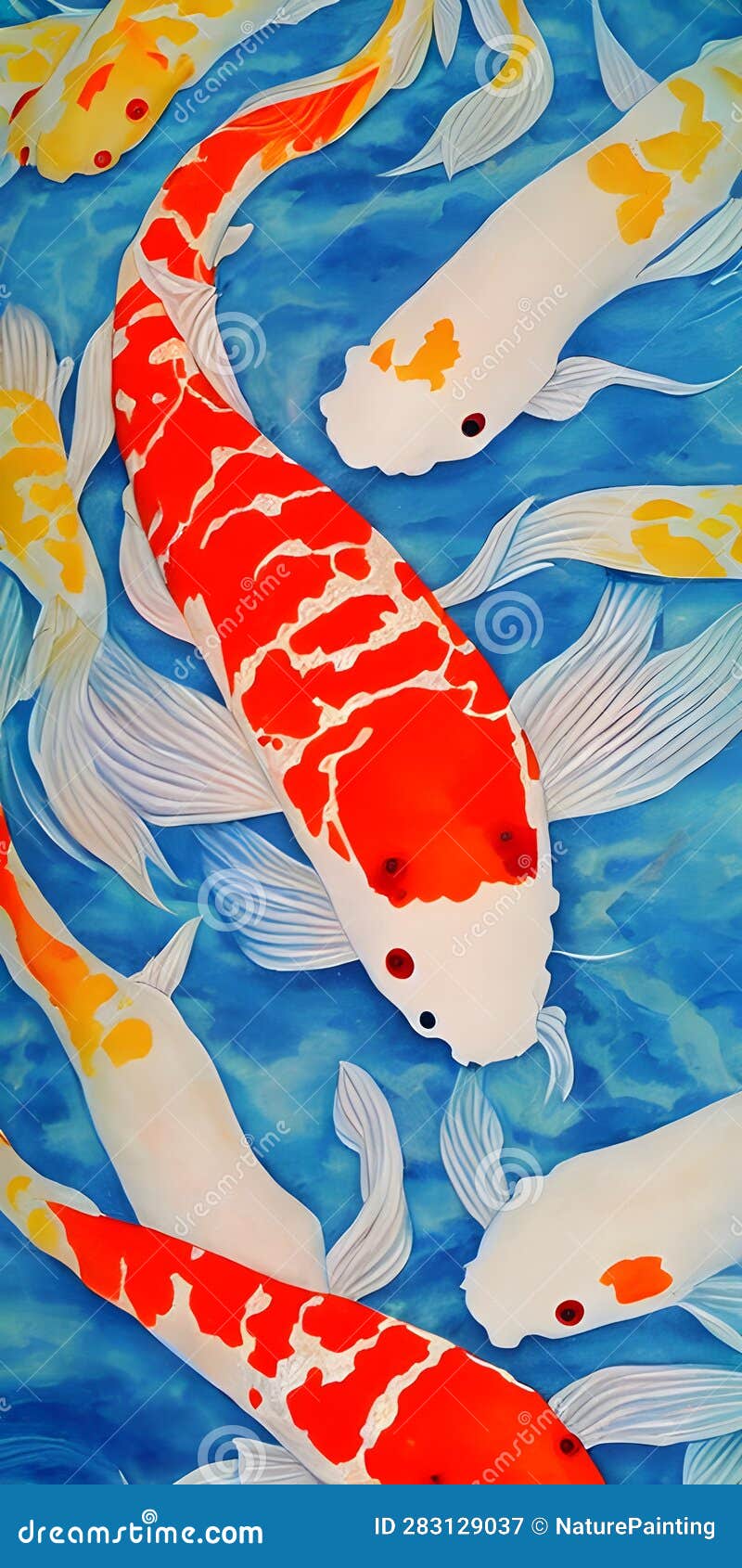 Celestial Flows: Heavenly Digital Koi Fish Artistry Stock Illustration - Illustration of ...