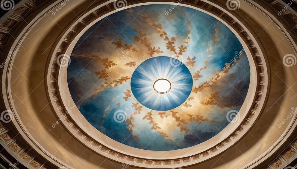 Celestial Fresco on Rotunda Ceiling Stock Image - Image of artwork ...