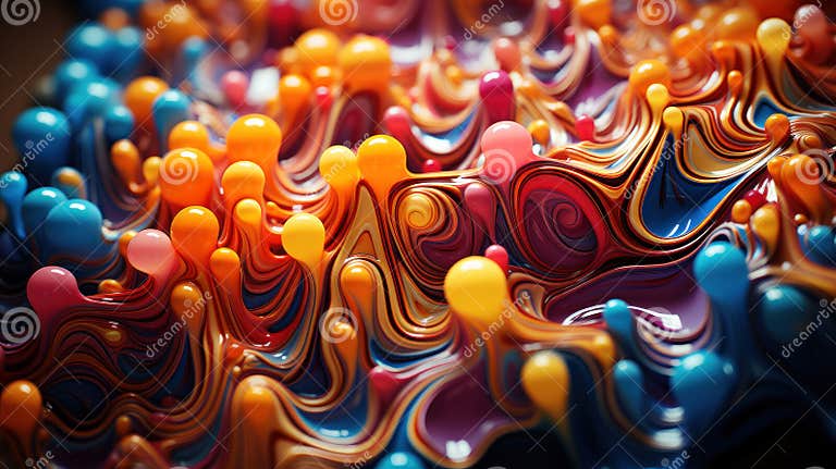 Celestial Fusion: Dynamic 3D Render of Cosmic Paint Blobs Stock Illustration - Illustration of ...