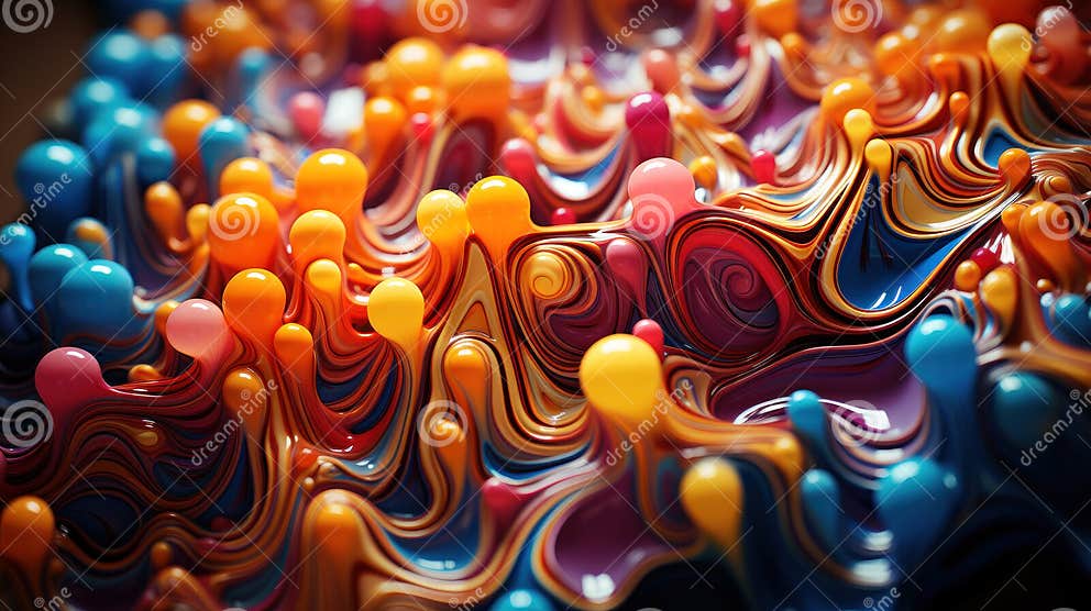 Celestial Fusion: Dynamic 3D Render of Cosmic Paint Blobs Stock ...