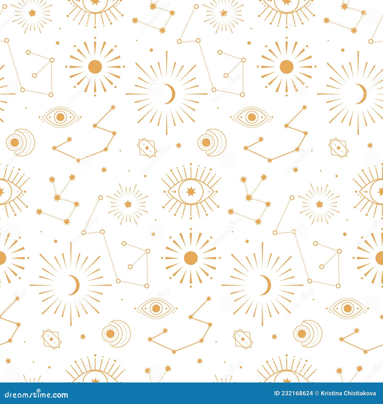 Celestial Gold Planet Seamless Pattern Stock Vector - Illustration of ...