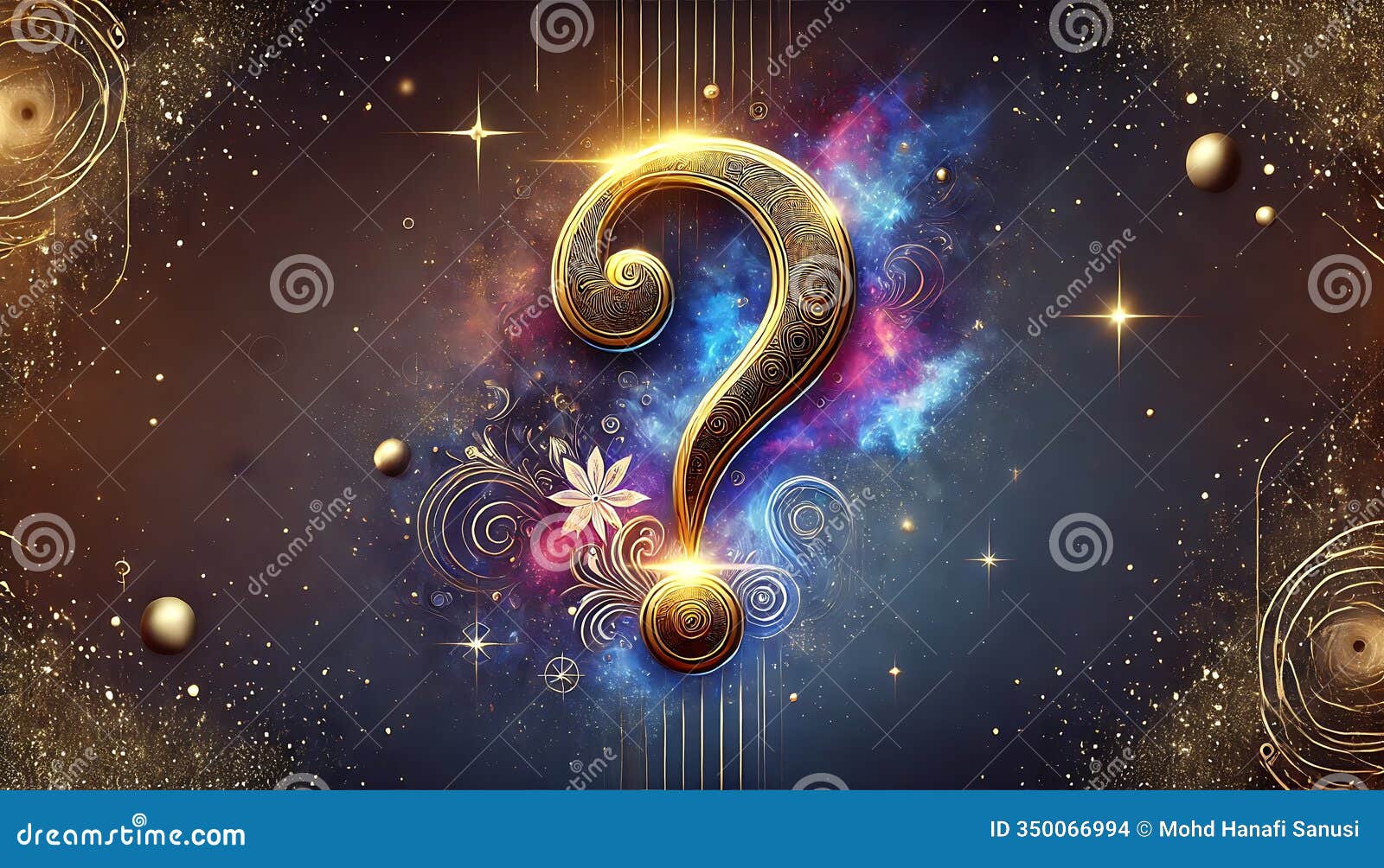 Celestial Gold Question Mark Design Stock Illustration - Illustration ...