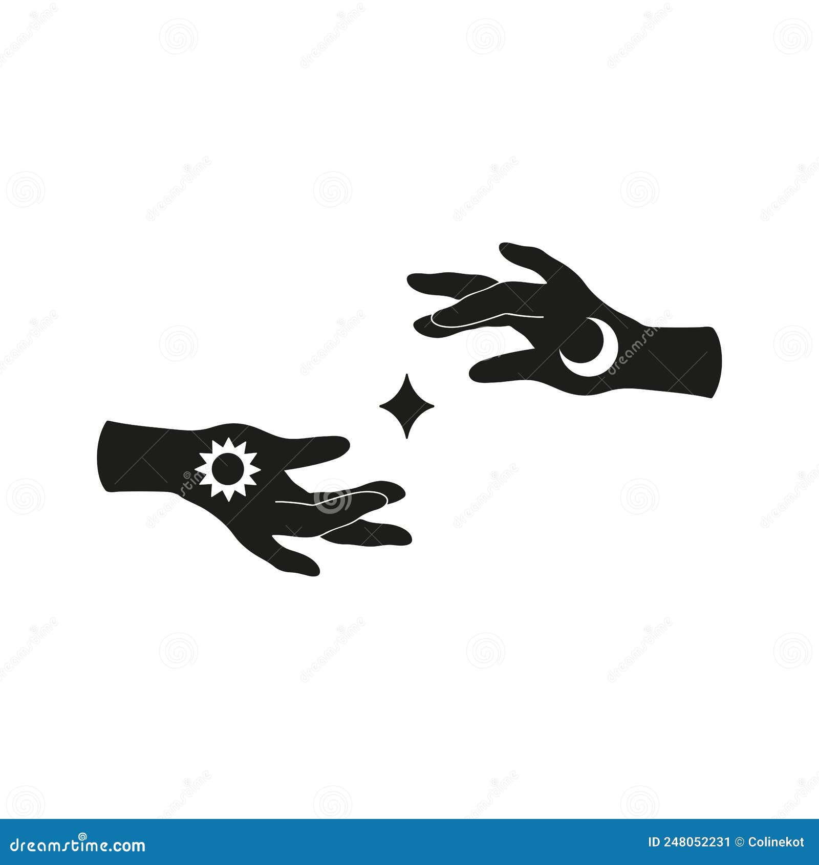 Celestial hands stock vector. Illustration of silhouette - 248052231