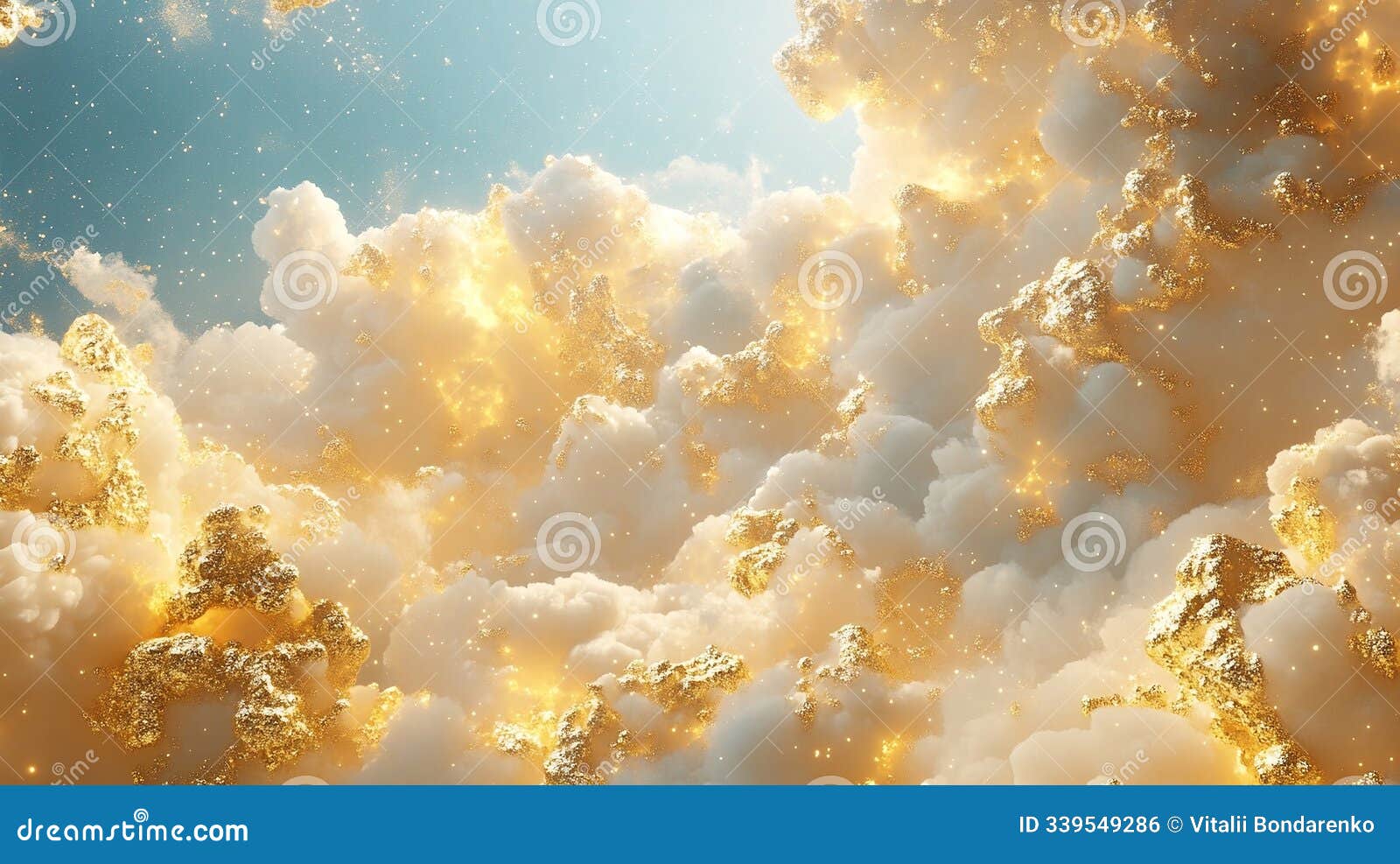 Celestial Heaven, White and Gold Theme, Clouds Stock Illustration ...