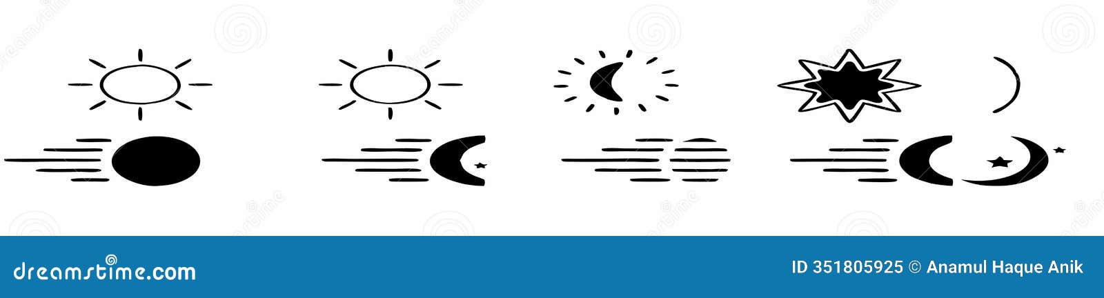 Celestial Icons Sun Moon Stars Eclipse Night Sky Doodle Design Elements ...
