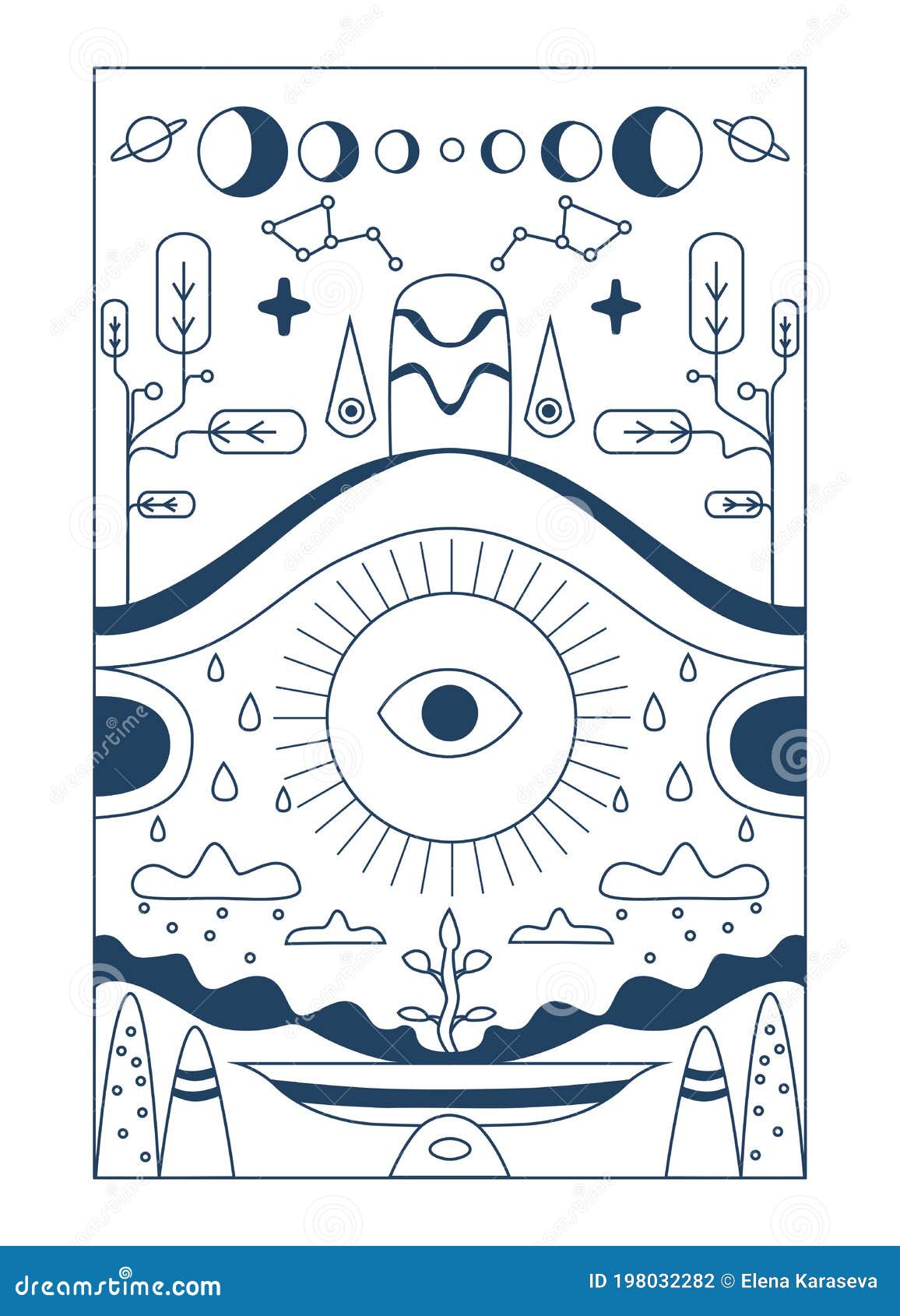 Celestial Illustration for Astrology, Divination, Magic. Stock Vector ...