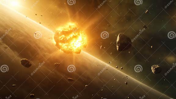 Celestial Inferno: a Dazzling Supernova Amidst Asteroid Fields in Space Stock Photo - Image of ...