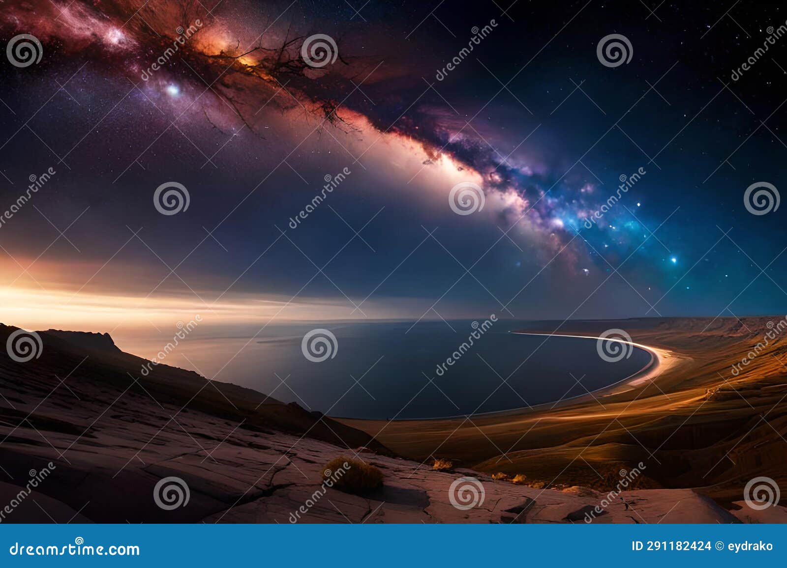 Celestial Landscape: Night Sky and Nature. Generative AI Stock Photo ...