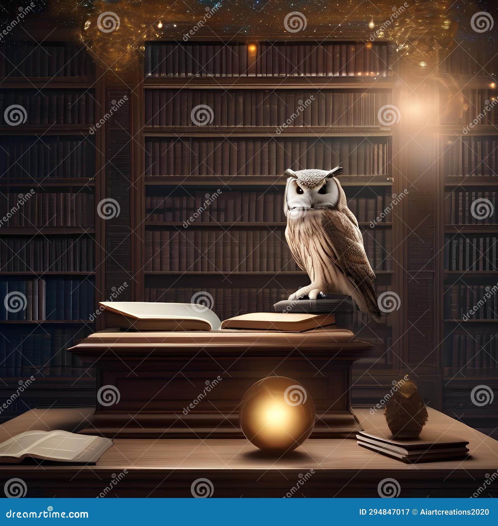 A Celestial Librarian, an Owl-headed Being, Curating the Knowledge of ...