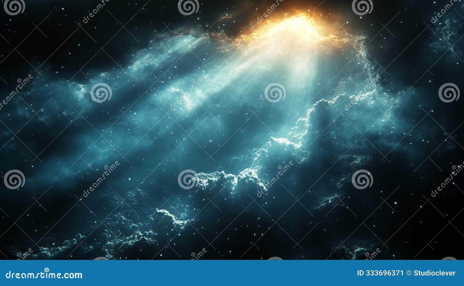 Celestial Light Rays in Space Generative AI Stock Illustration ...